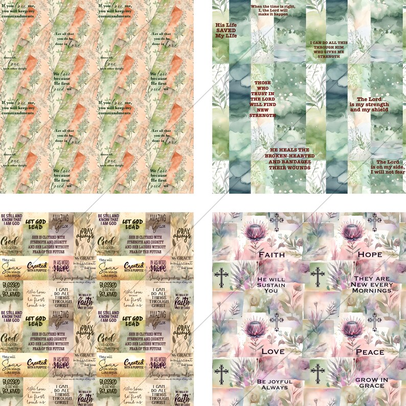 Religious Digital Paper Set #4 - Christian Faith Scrapbook Paper ...