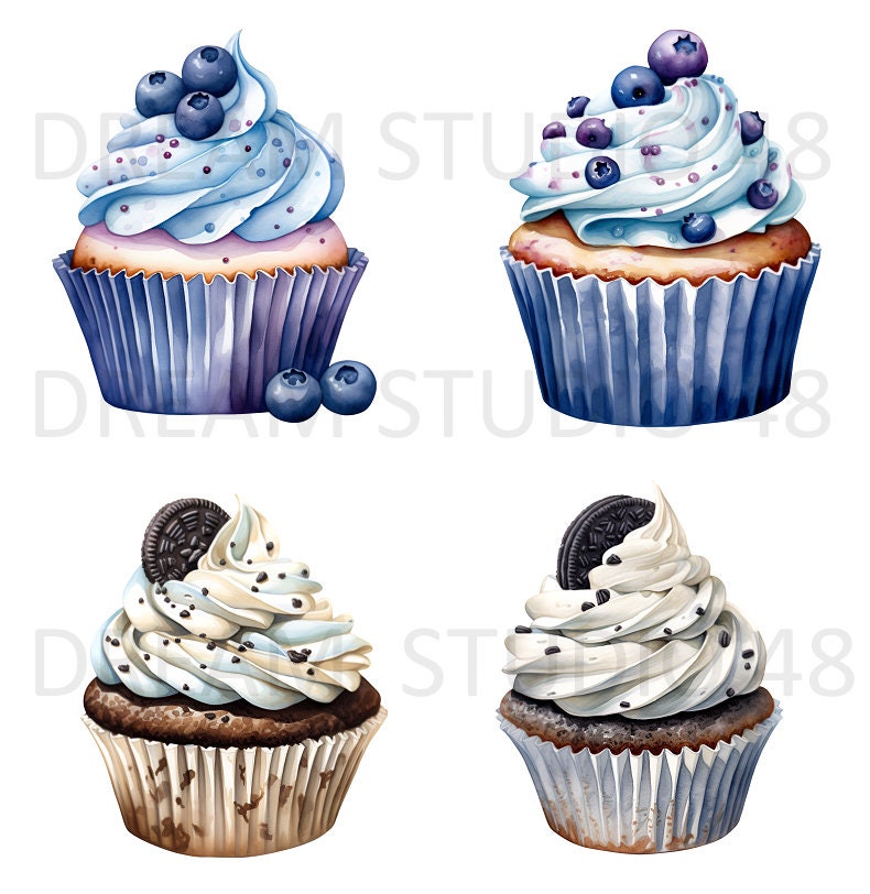 Cupcake Clipart PNG Bundle, Colorful Fruit Muffins PNG Digital ...