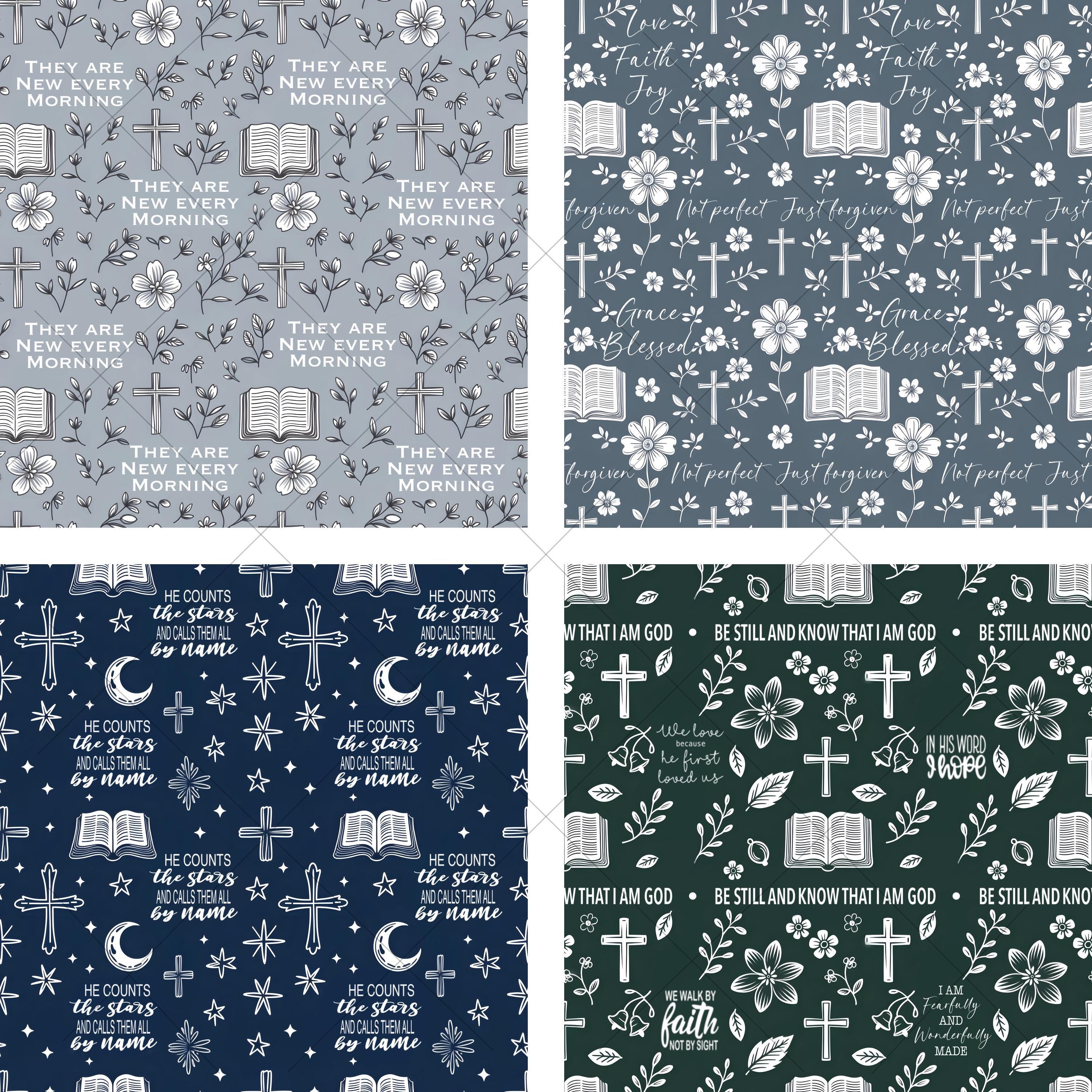 Religious Quotes Seamless Repeated Patterns - Christian Faith Scrapbook ...