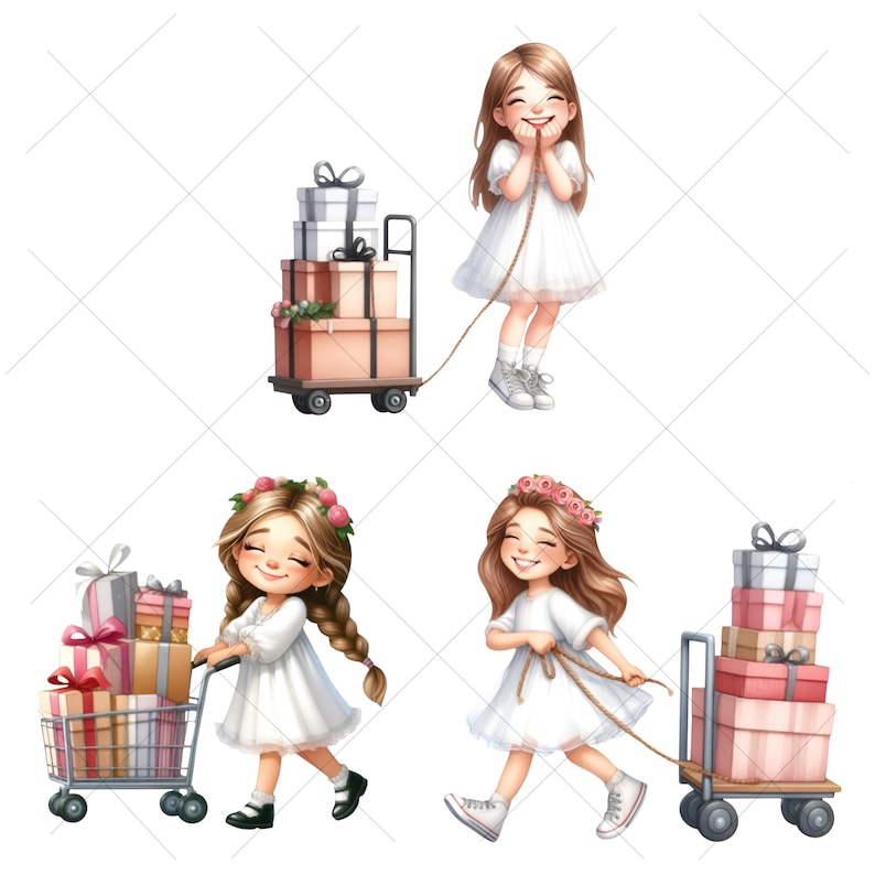 Fashion Girl Shopper Shopping Clipart, Boxed Gifts Black Friday Sale ...