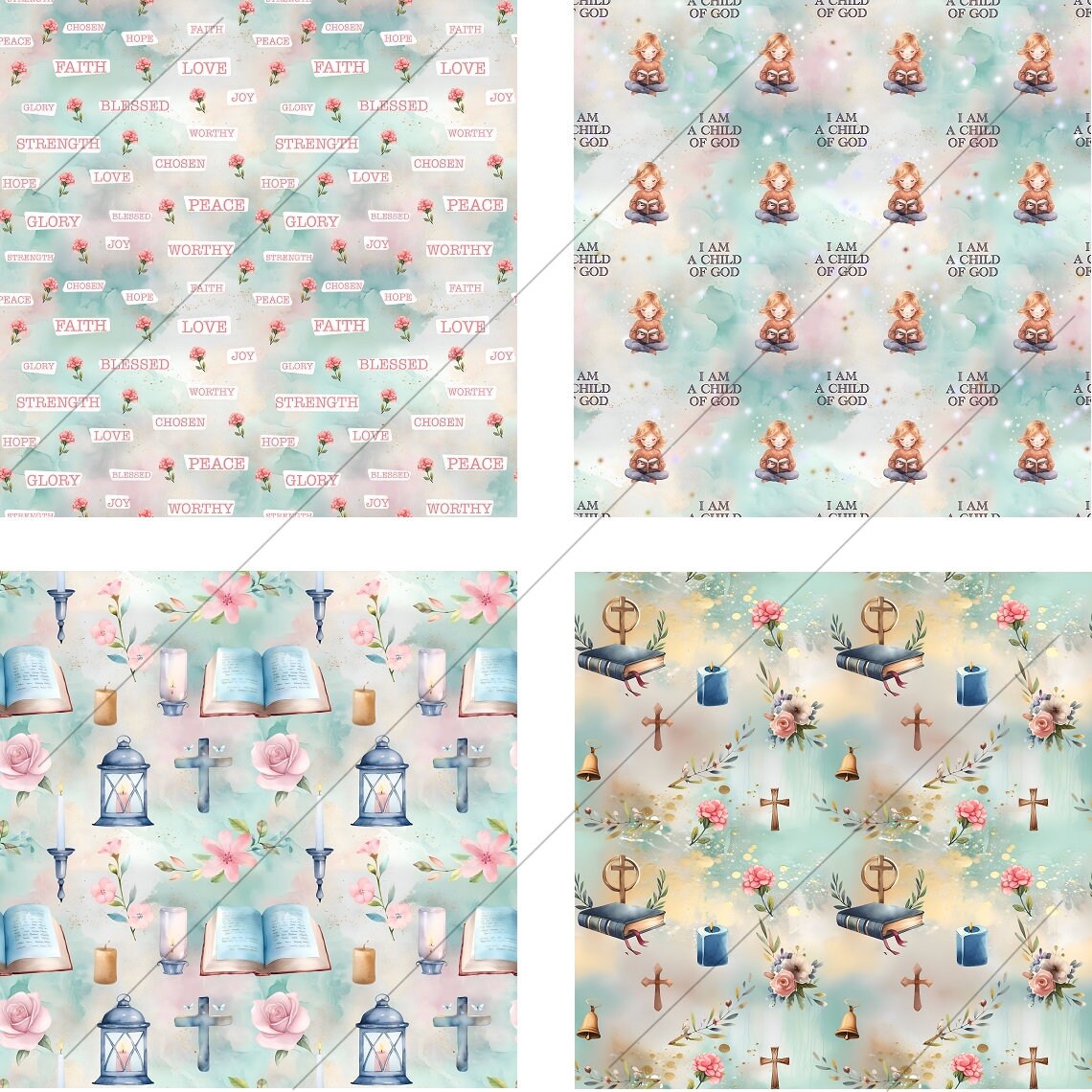 Religious Digital Paper Set #3 - Christian Faith Scrapbook Paper ...