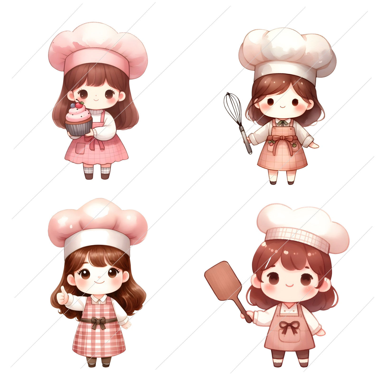 Cute Little Chef Clipart Bundle, Baking Girl Boy Watercolor Transparent ...