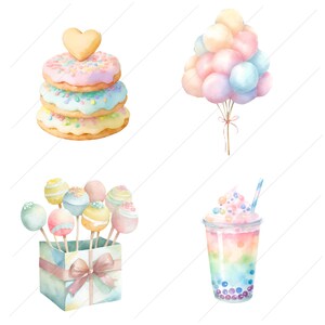 Sweet Desserts Clipart PNG Bundle, Pastel Snack Treats, Cake, Ice Cream ...