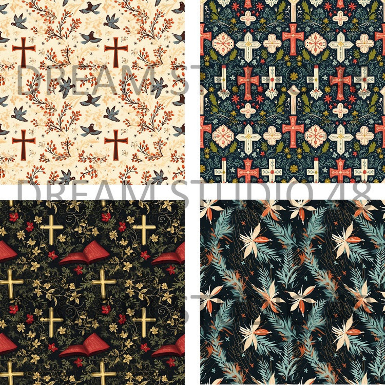 Religious Digital Paper Set #1 - Christian Faith Scrapbook Paper ...