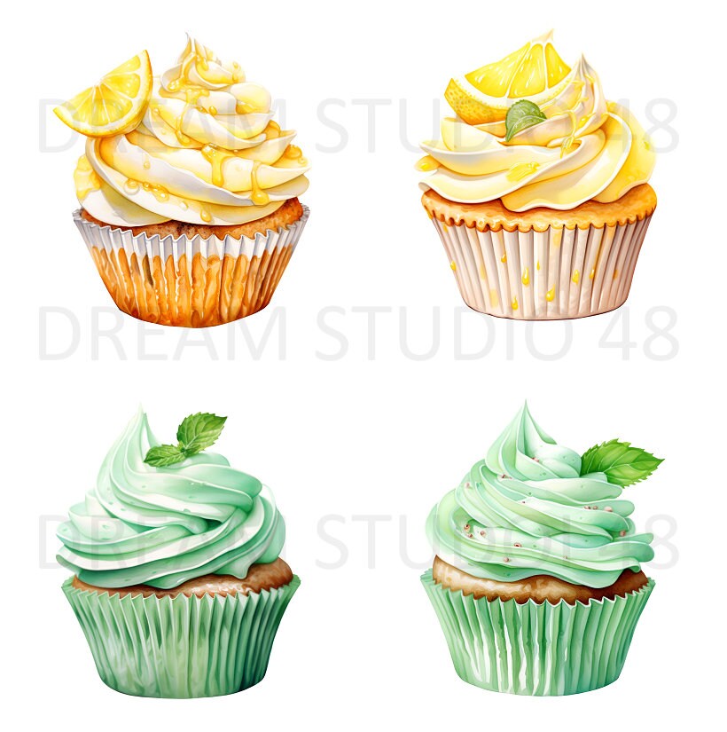 Cupcake Clipart PNG Bundle, Colorful Fruit Muffins PNG Digital ...