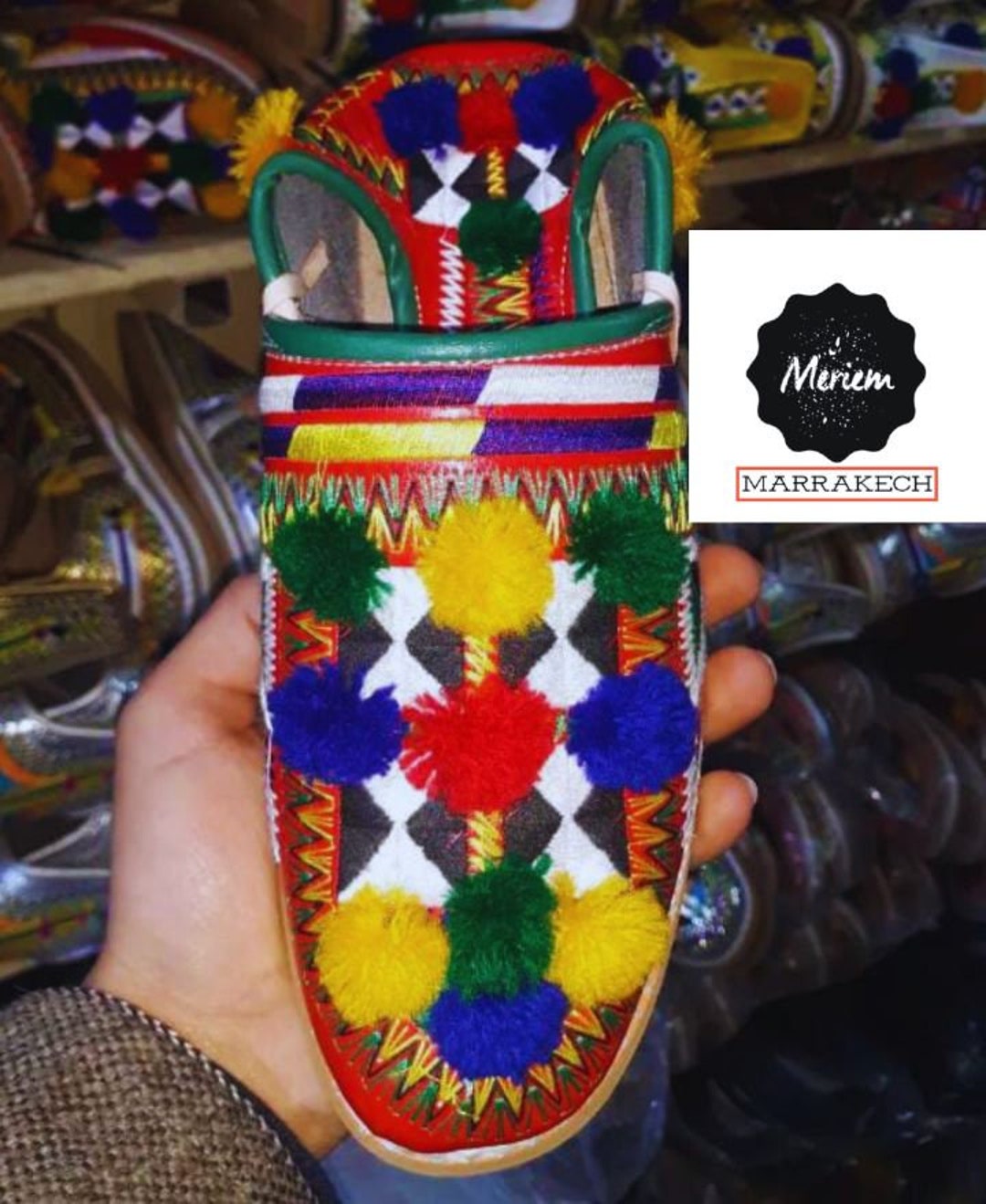A Traditional Moroccan Shoe, Handmade in Red, With an Original Berber ...