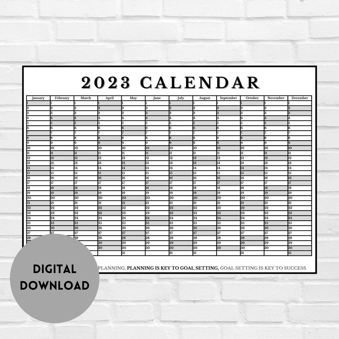 Big Wall Calendar 2023 Free 2024 Version Annual Finance Etsy UK