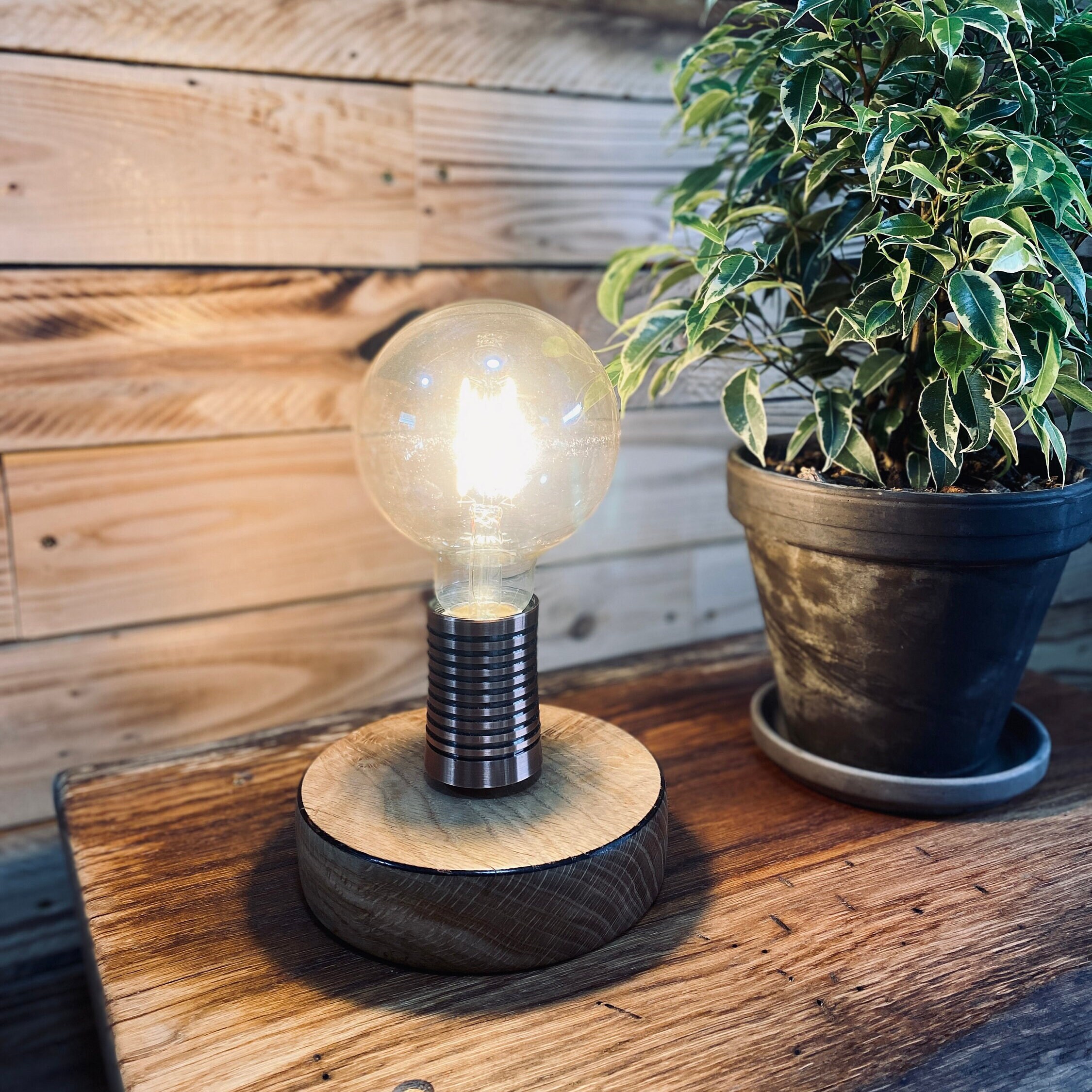 Reclaimed English Oak Wood-desk Lamp-bedside Lamp-edison Steampunk Lamp ...