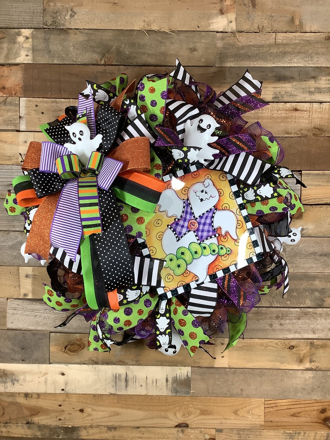 Fun Ghost Deco Mesh Wreath - Etsy