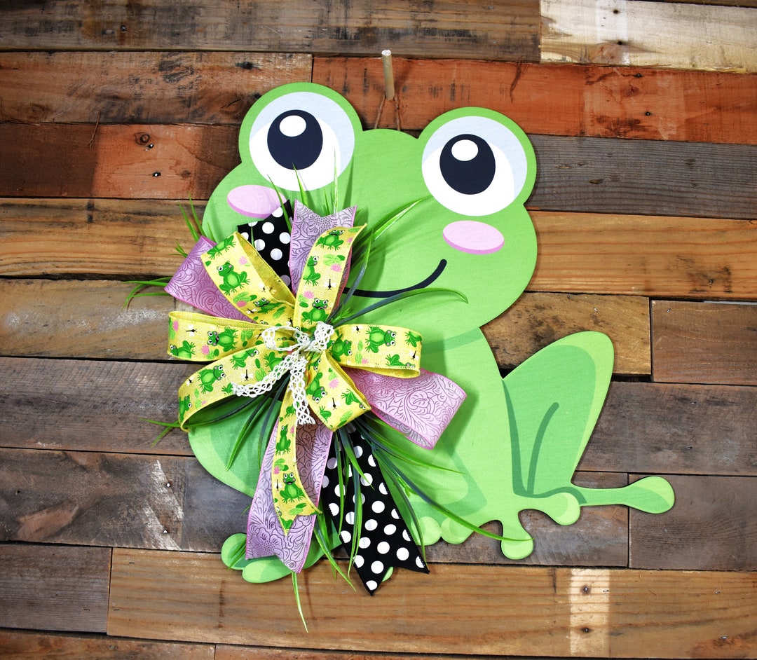 Spring Door Hanger, Wooden Door Hanger, Frog Door Hanger, Frog Door ...