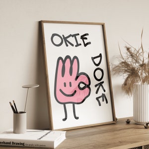 Okie Doke Print | Mid Century Print | Aesthetic Wall Art | Trendy Pink ...