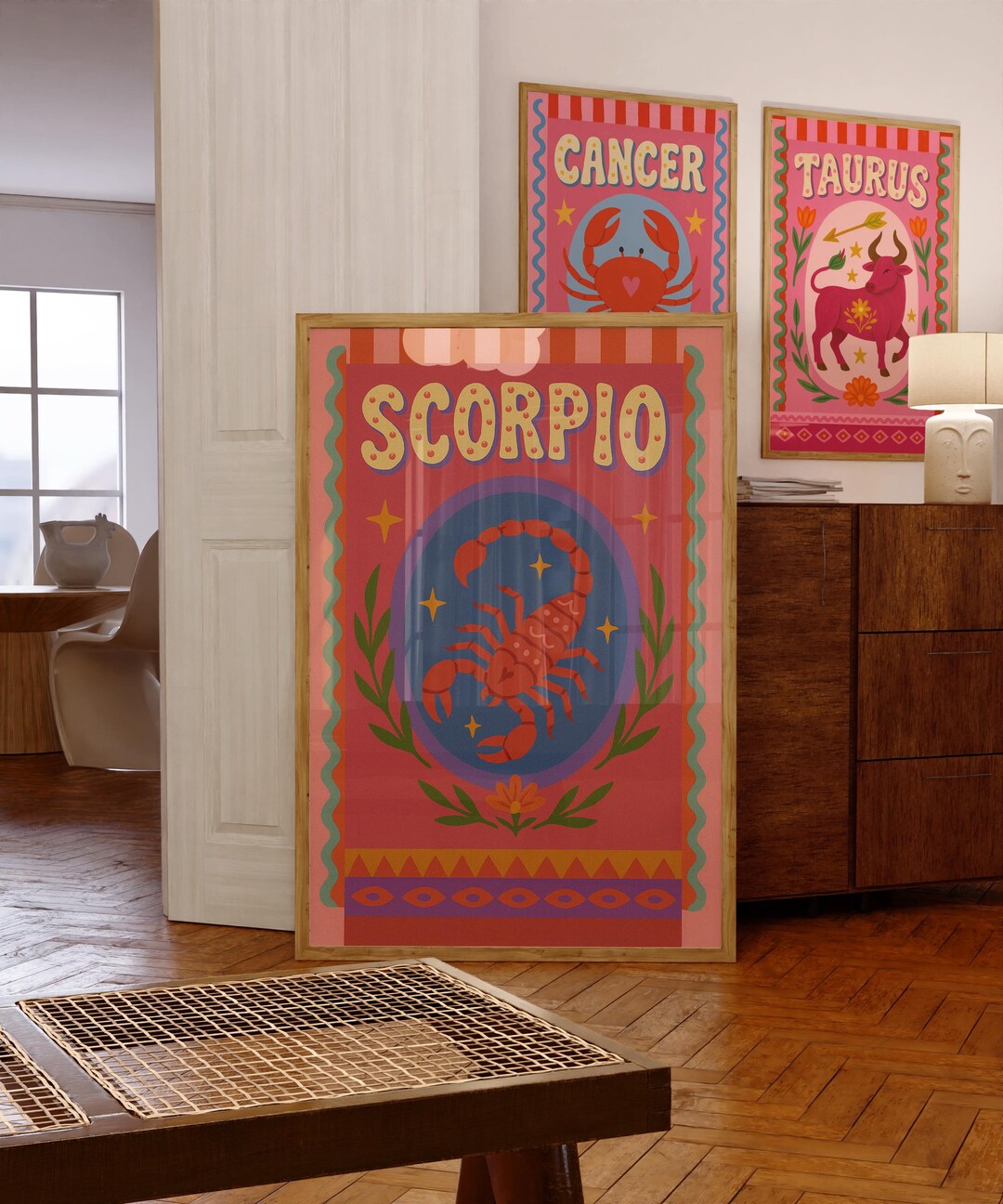 Scorpio Horoscope Print: Zodiac Astrology Art, Celestial Bedroom Decor ...
