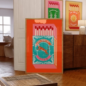 You Light My Fire | Orange Matchbox Poster | Retro Print Fire Poster ...
