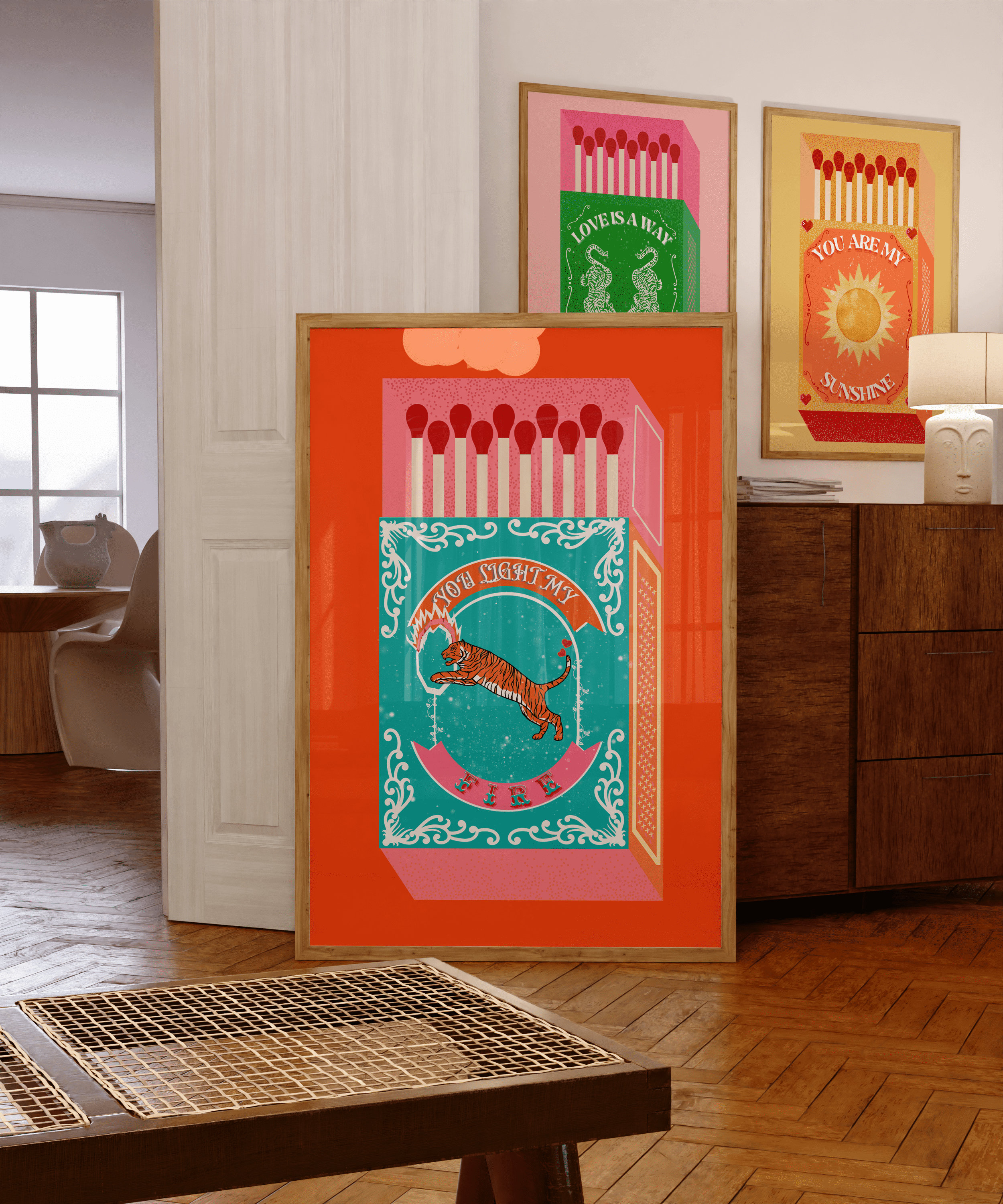 You Light My Fire Orange Matchbox Poster Retro Print Fire Poster ...