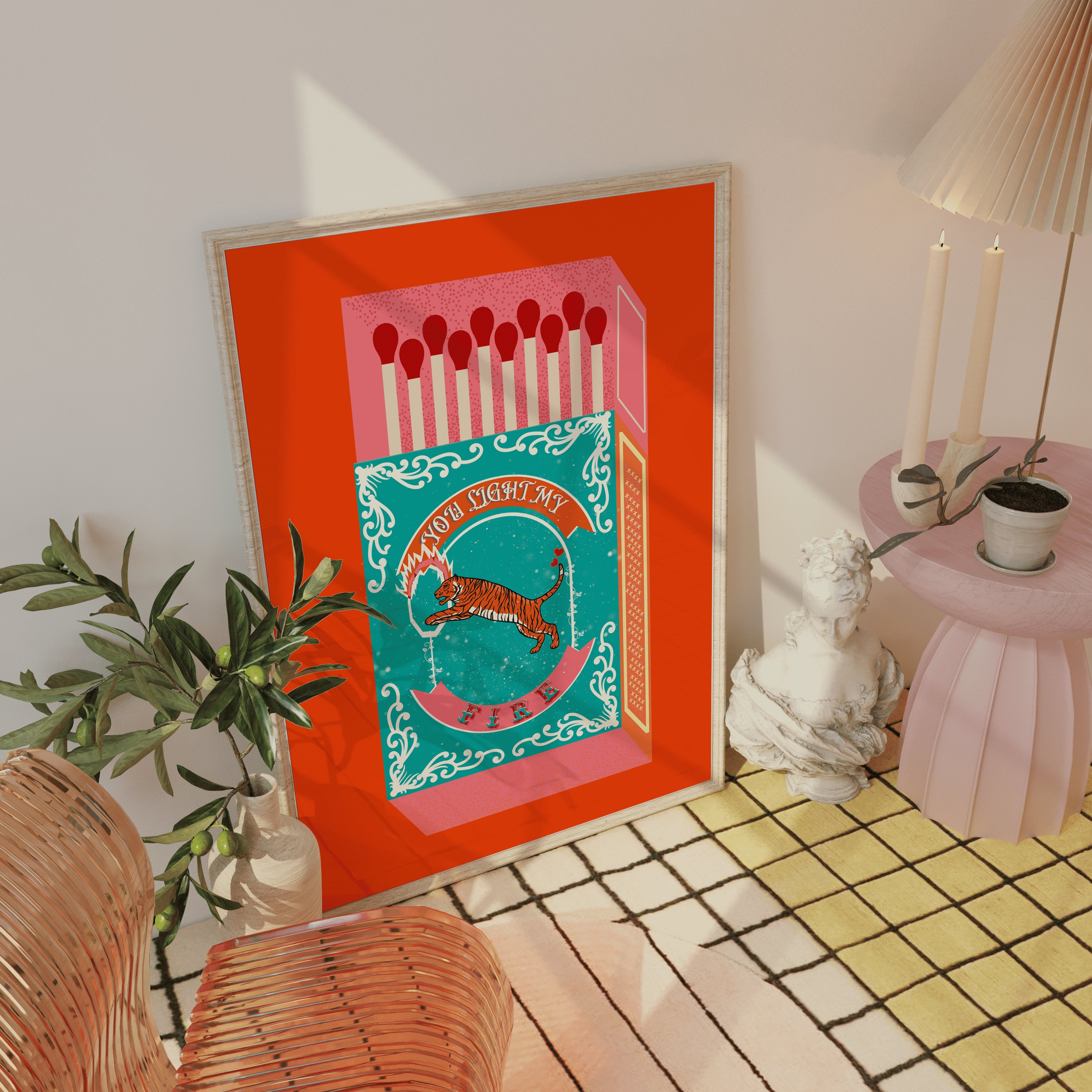 You Light My Fire Orange Matchbox Poster Retro Print Fire Poster ...