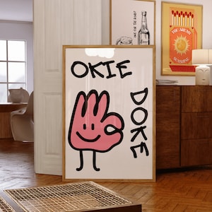 Okie Doke Print | Mid Century Print | Aesthetic Wall Art | Trendy Pink ...