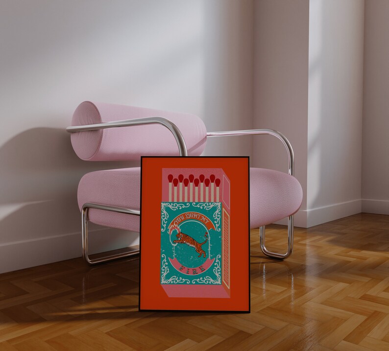 You Light My Fire Orange Matchbox Poster Retro Print Fire Poster ...