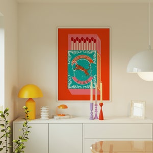 You Light My Fire | Orange Matchbox Poster | Retro Print Fire Poster ...