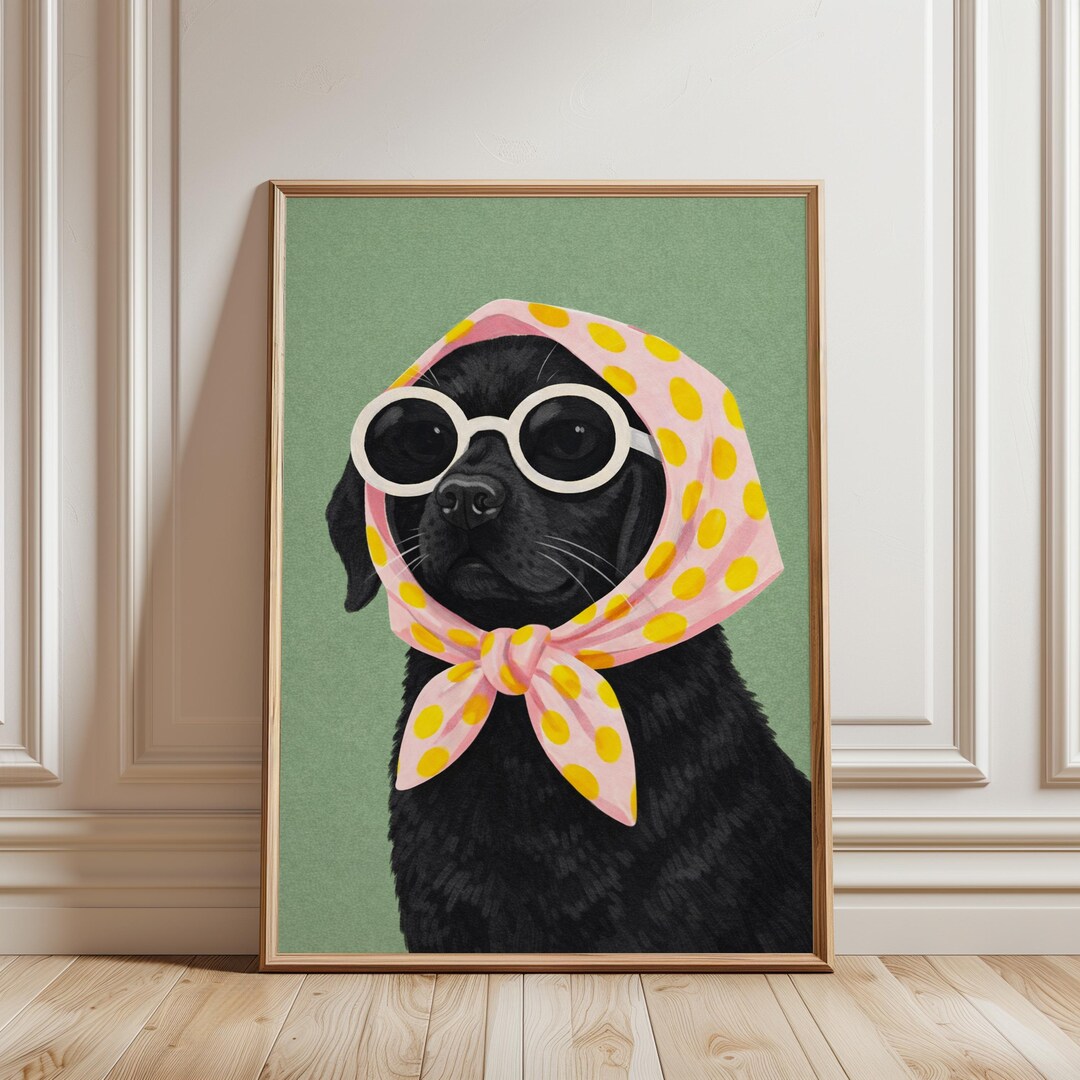 Chic Dog Print, Funny Animal Poster - Etsy