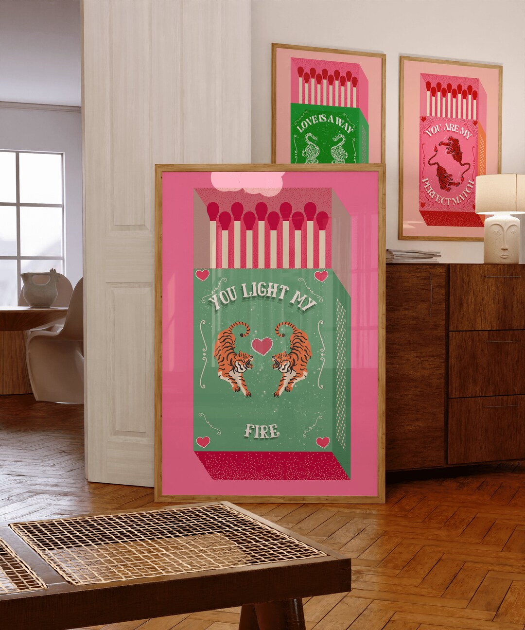 Pink Matchbox Poster: Retro Tiger Art Print (digital Download) - Etsy
