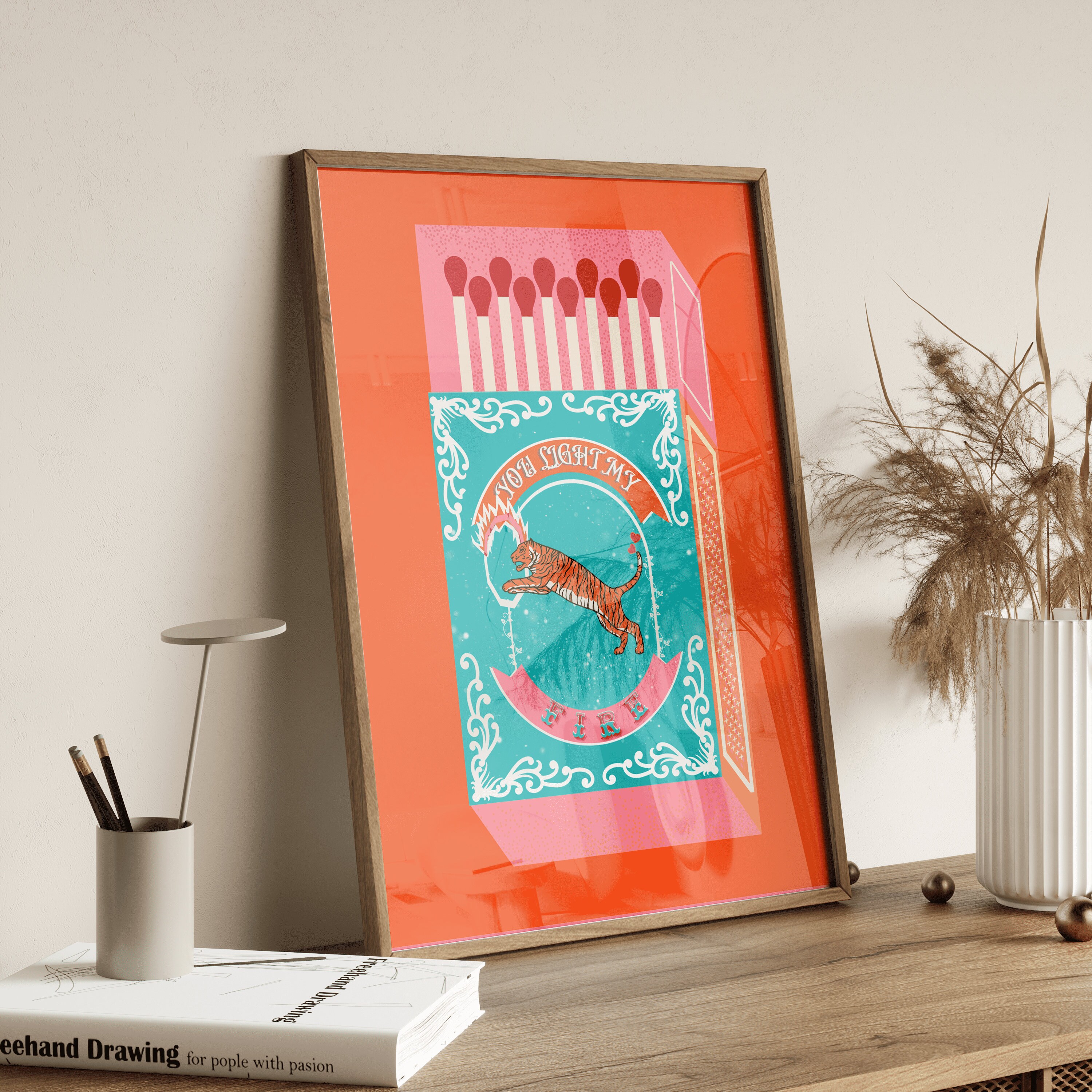 You Light My Fire Orange Matchbox Poster Retro Print Fire Poster ...