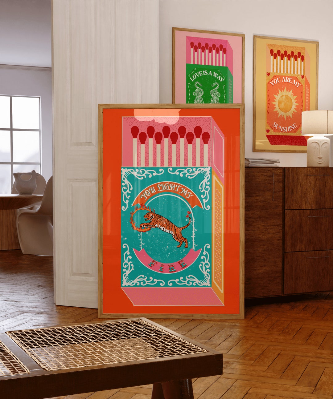 You Light My Fire | Orange Streichholzschachtel Poster | Retro Print ...