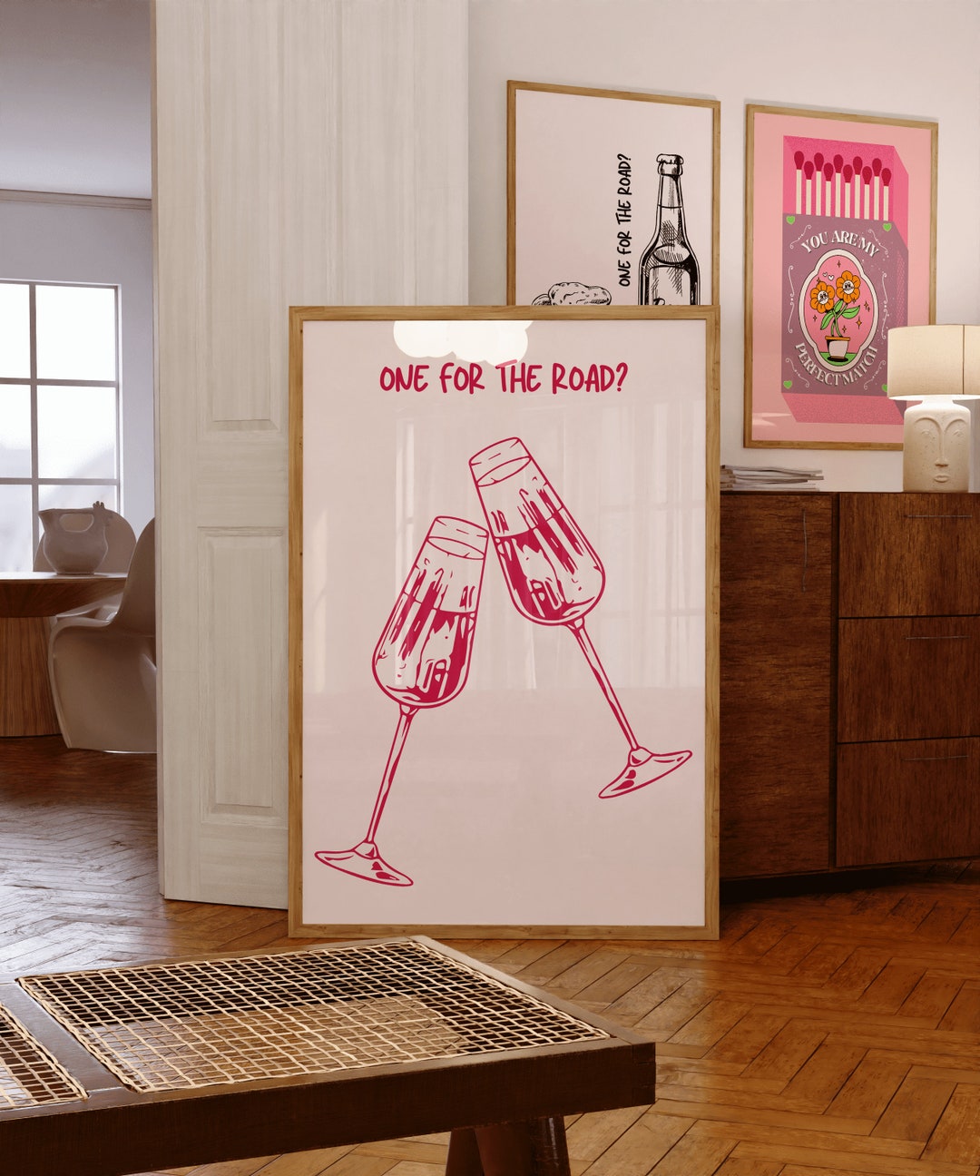 Bar Retro Poster | One for the Road Bar Cart | Bar Cart Wall Art ...