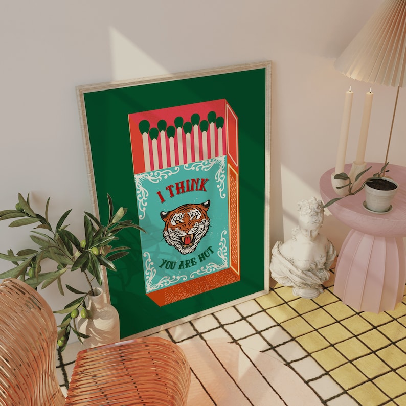 Retro Tiger Matchbox Poster: Vintage Art Print (digital Download) - Etsy