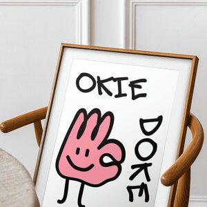 Okie Doke Print | Mid Century Print | Aesthetic Wall Art | Trendy Pink ...