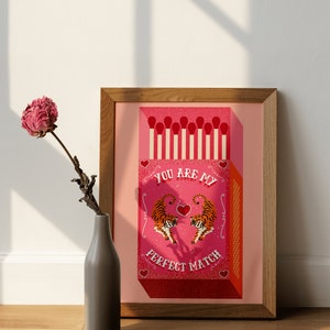 You Are My Perfect Match | Retro Print Tiger Poster | Vintage Art ...