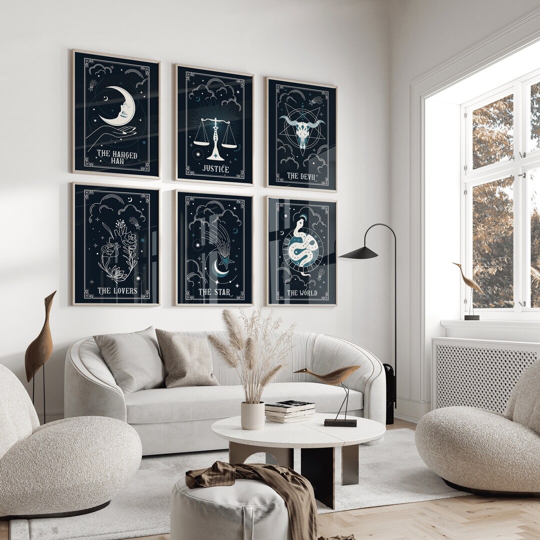 Wall Art Set of 6 Tarot Card Print Set . Digital Download . Wall Decor ...