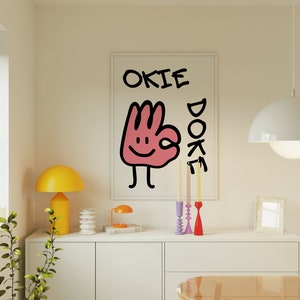 Okie Doke Print | Mid Century Print | Aesthetic Wall Art | Trendy Pink ...