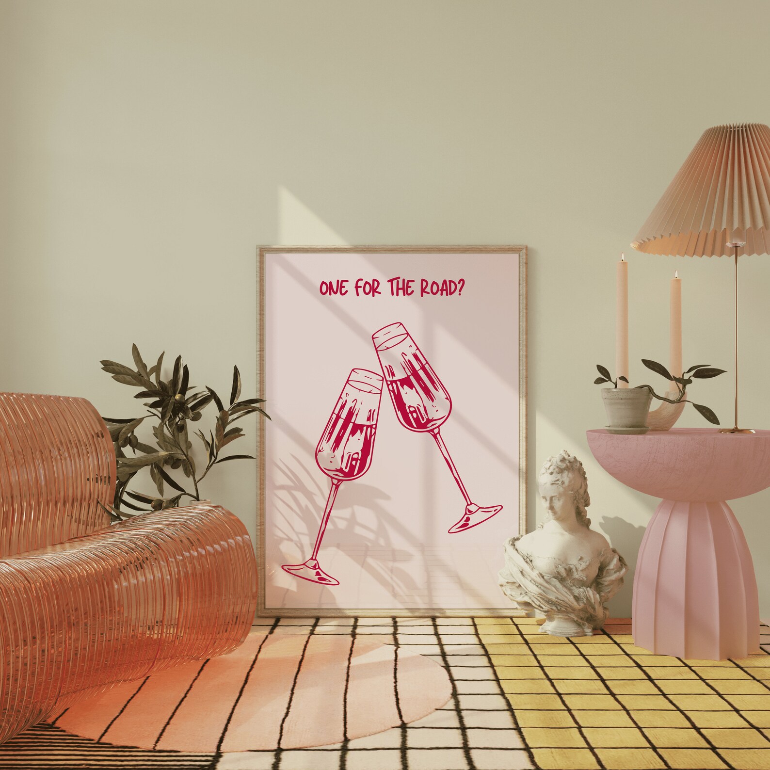 Bar Retro Poster One for the Road Bar Cart Bar Cart Wall - Etsy