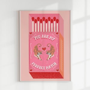 You Are My Perfect Match | Retro Print Tiger Poster | Vintage Art ...