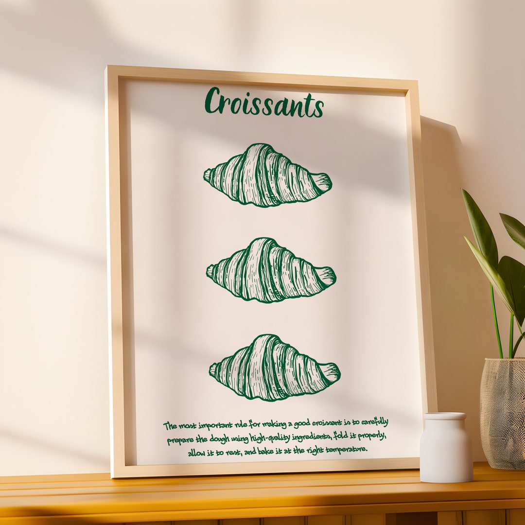 Croissants Print Breakfast Print Kitchen Wall Art Kitchen Decor Trendy ...
