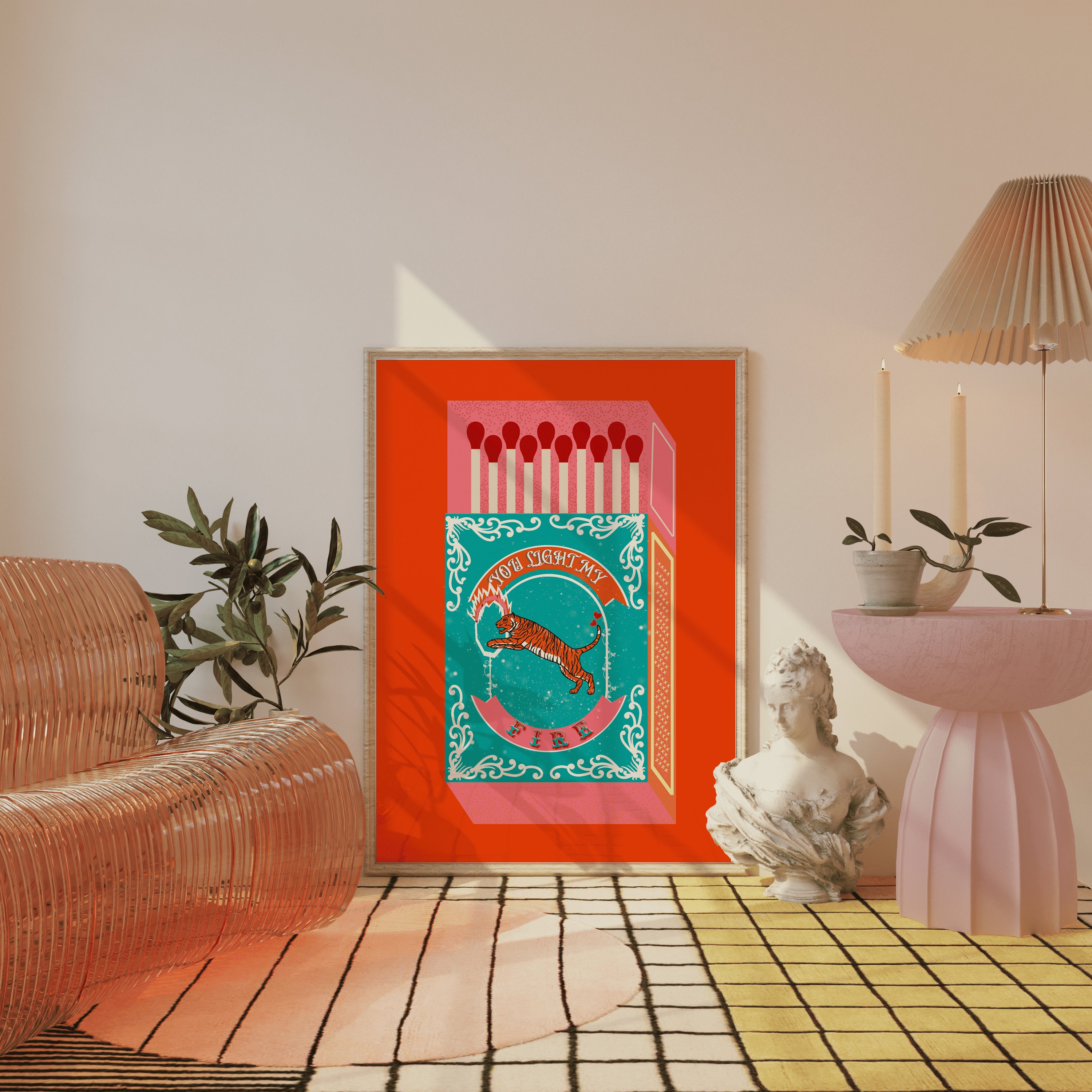 You Light My Fire Orange Matchbox Poster Retro Print Fire Poster ...