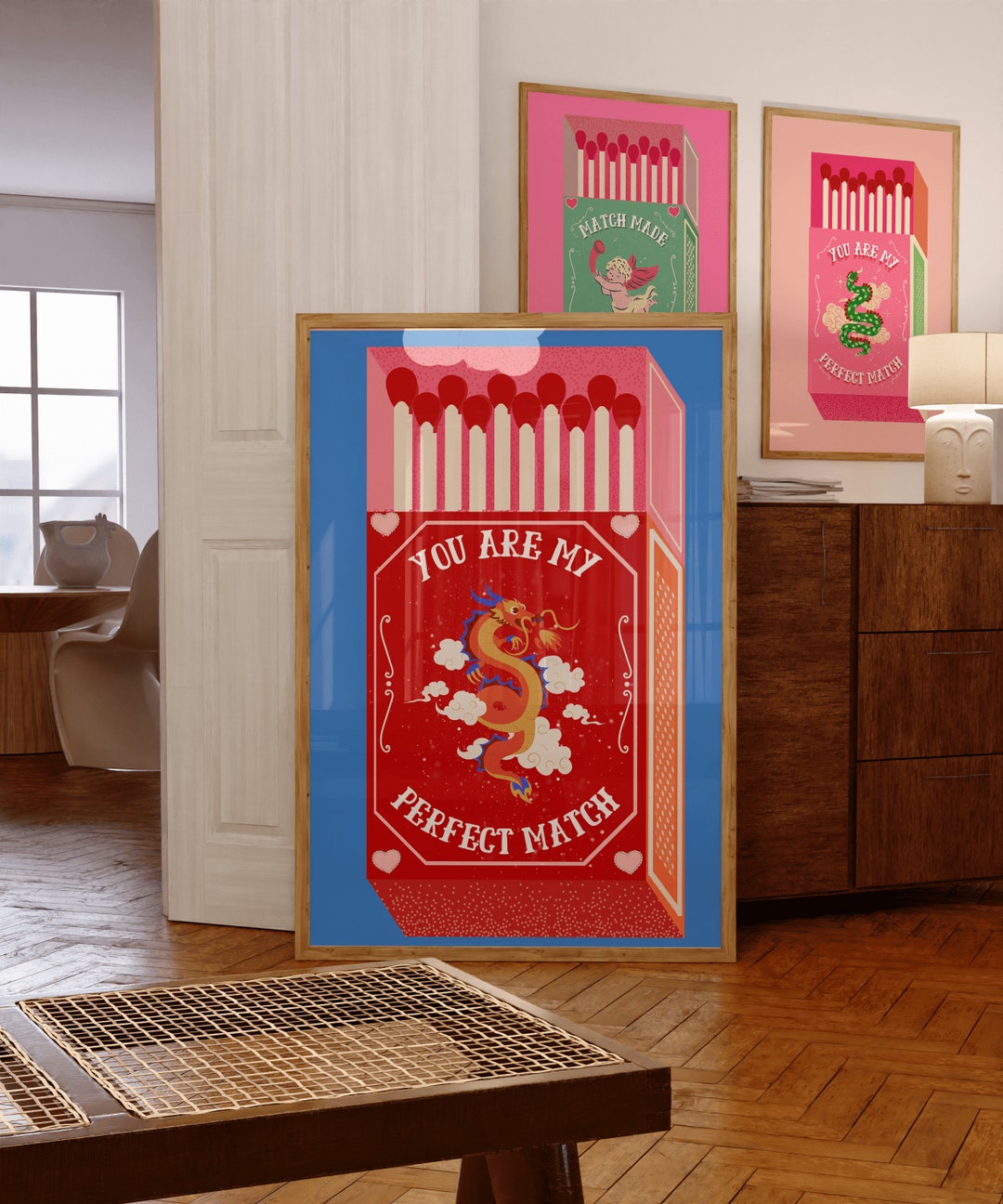 You Are My Perfect Match | Retro Print Match Poster | Vintage Art | Red ...