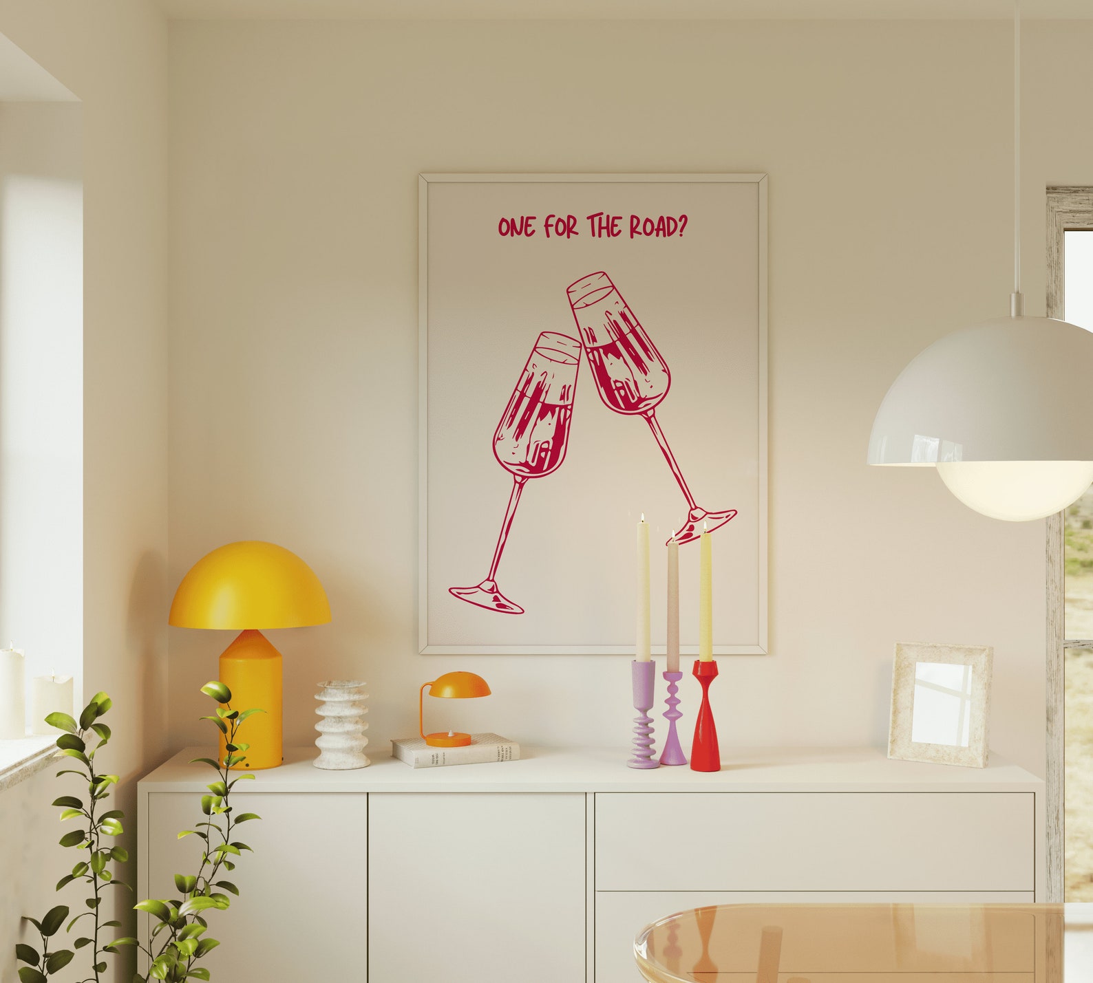 Bar Retro Poster One for the Road Bar Cart Bar Cart Wall - Etsy