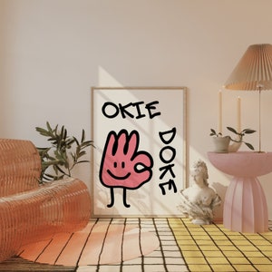 Okie Doke Print | Mid Century Print | Aesthetic Wall Art | Trendy Pink ...