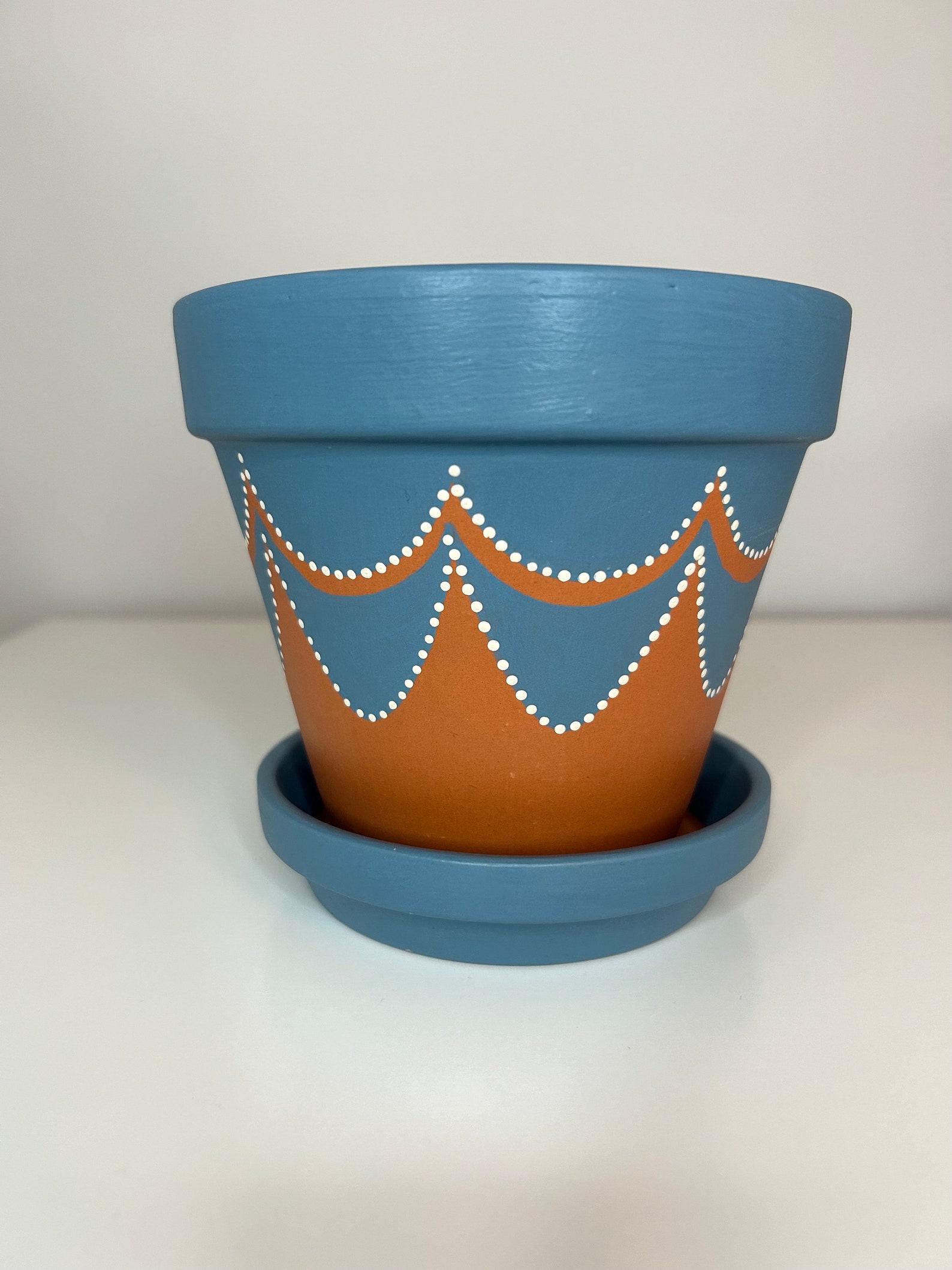 Double Scallop Edge Design Plant Pot With Matching Saucer in 5 ...
