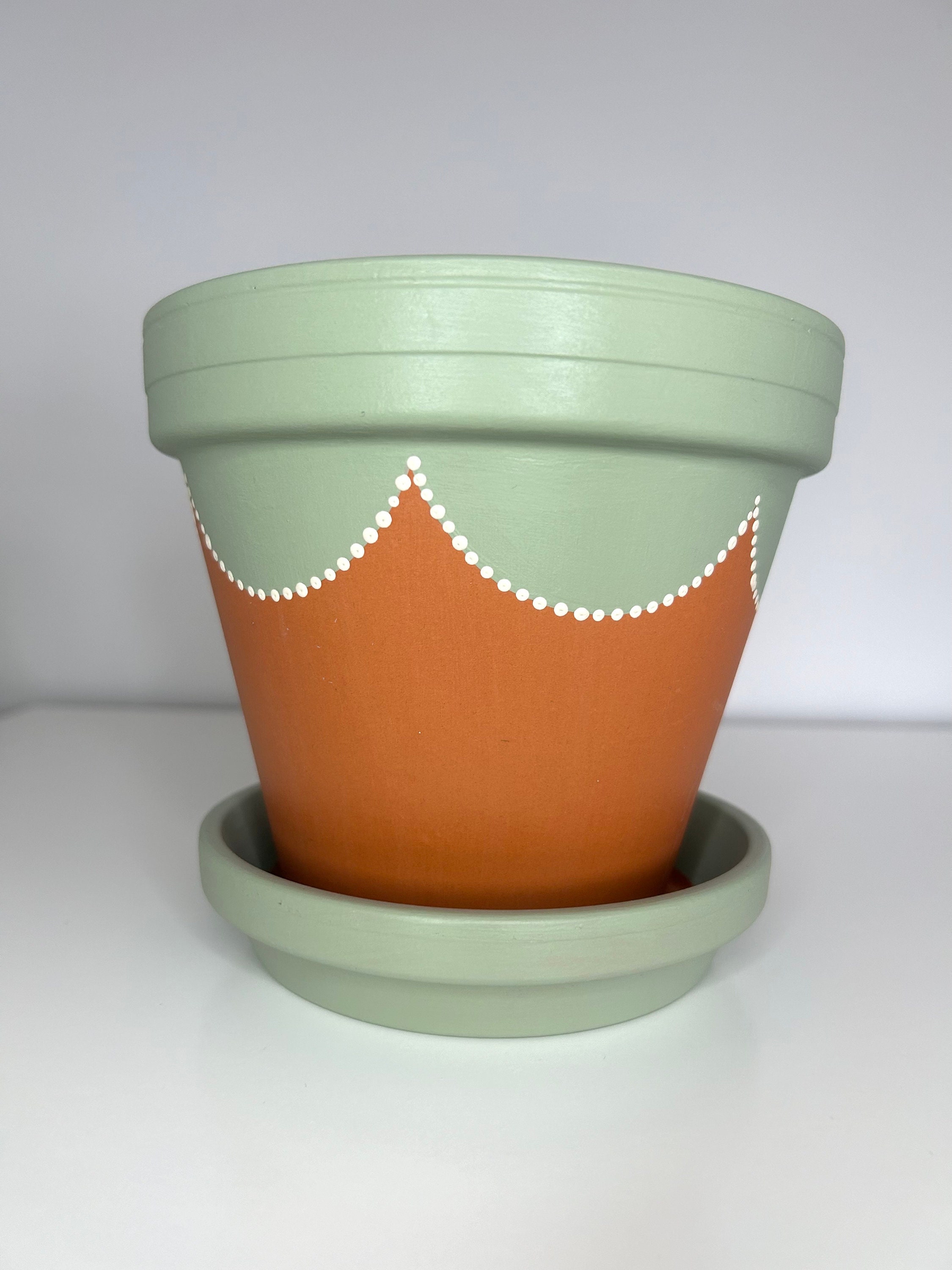 Scallop Edge Design Plant Pots and Matching Saucers in 5 Colours (size ...