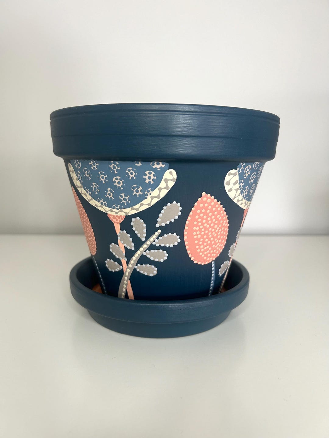 Hand-painted Spring Flowers Plant Pot With Saucer - Etsy