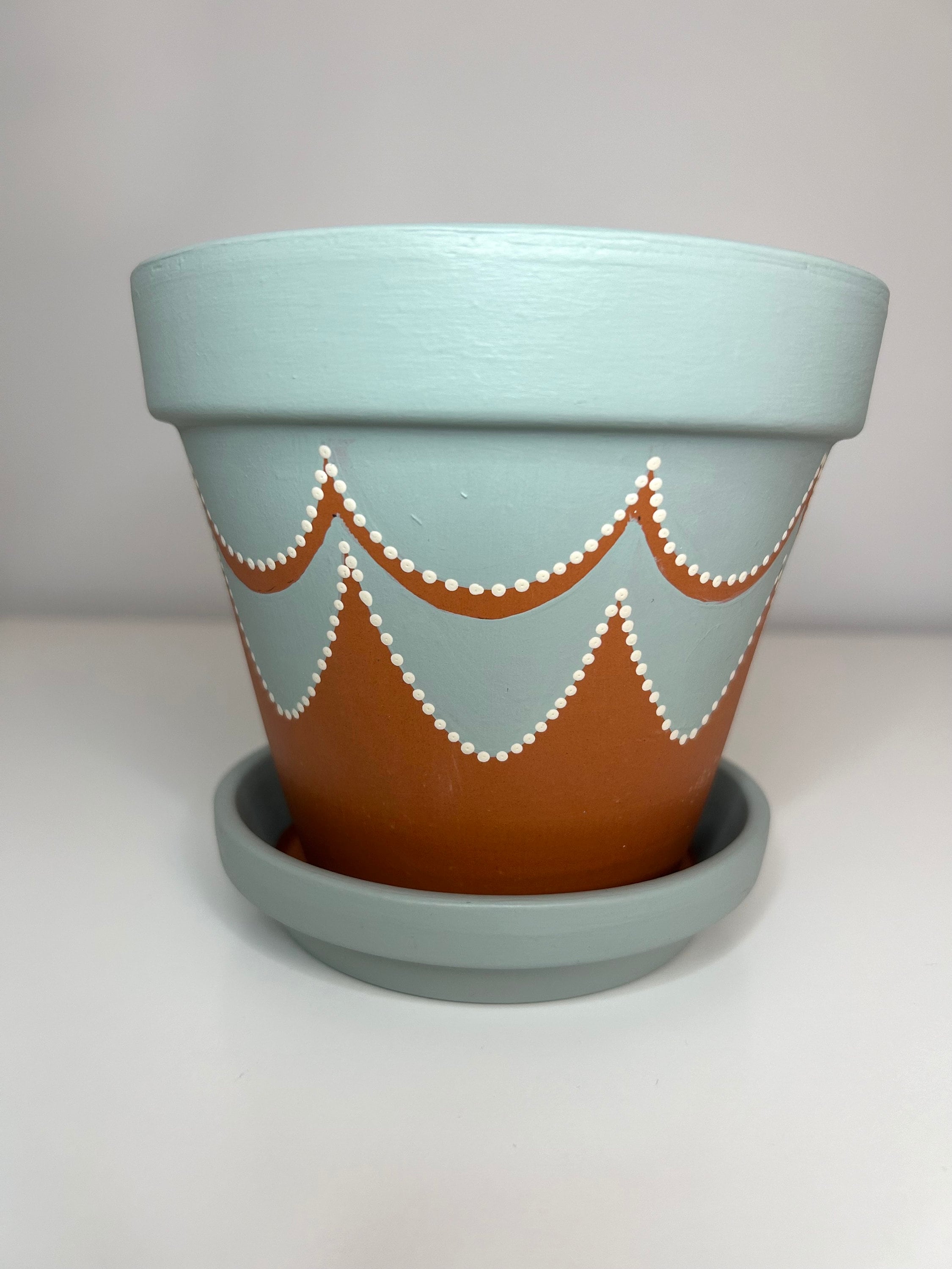 Double Scallop Edge Design Plant Pot With Matching Saucer in 5 ...