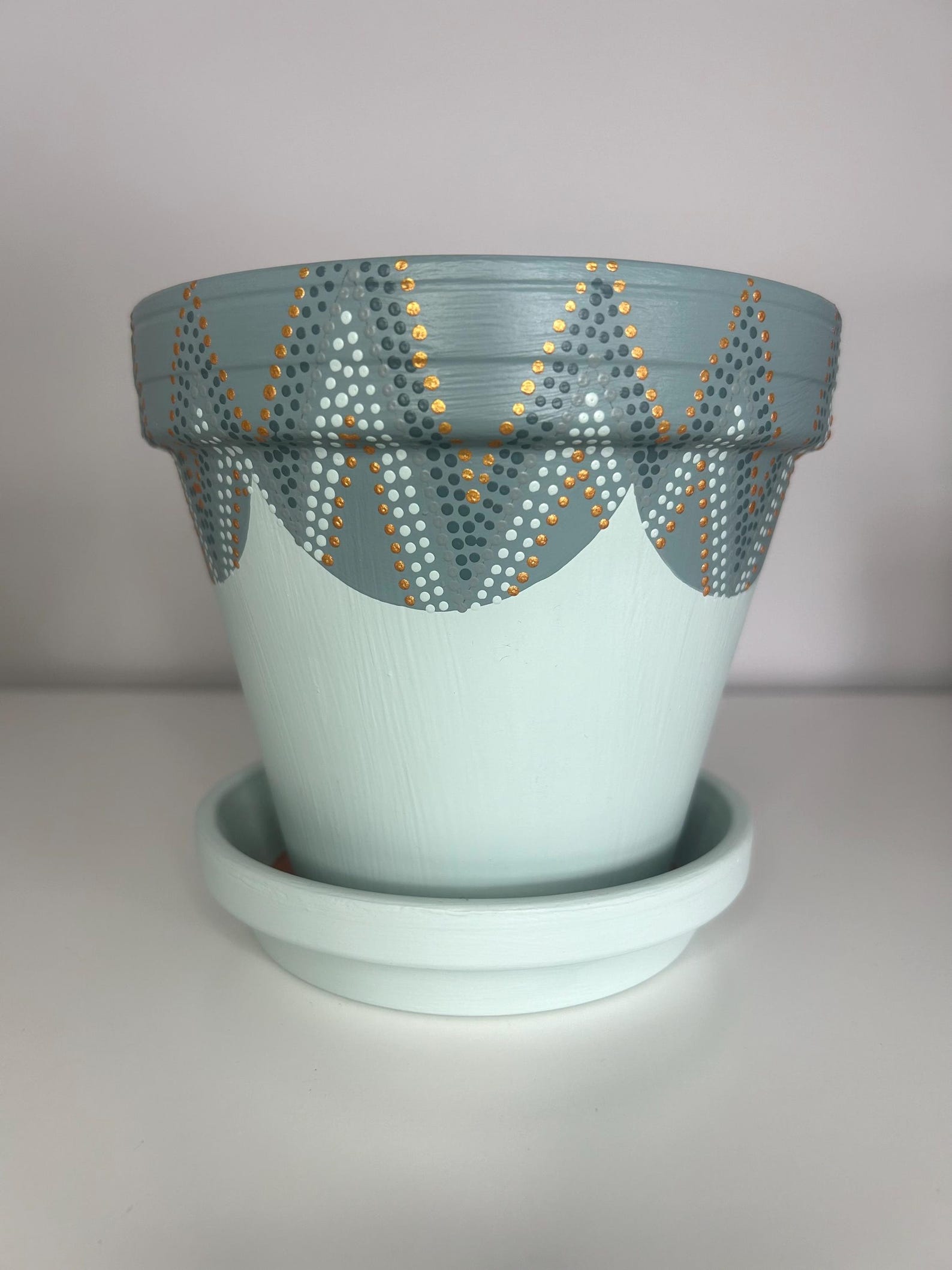 Hand-painted Scallop Edge Plant Pot With Matching Saucer - Etsy