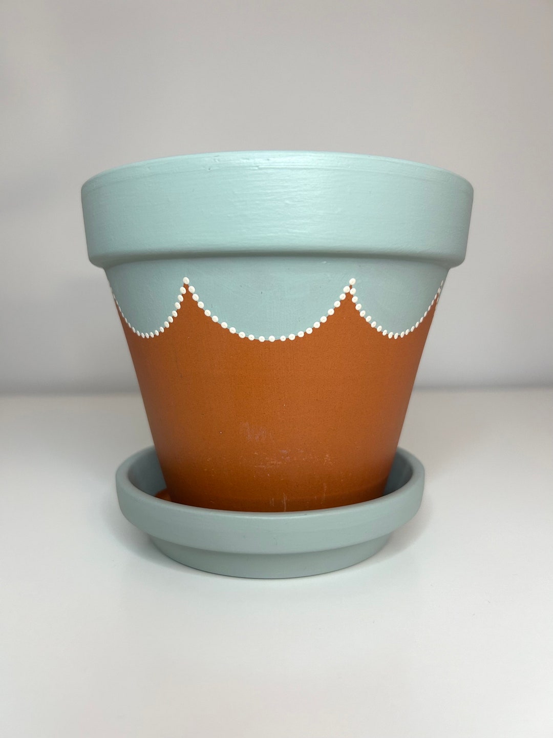 Scallop Edge Design Plant Pot and Matching Saucer in 5 Different ...