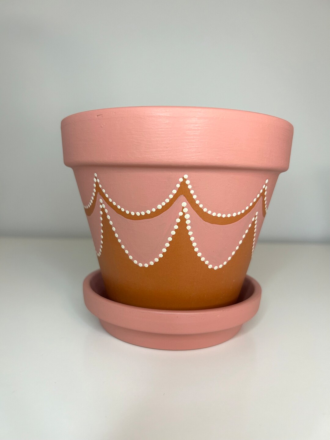 Double Scallop Edge Design Plant Pot With Matching Saucer in 5 ...