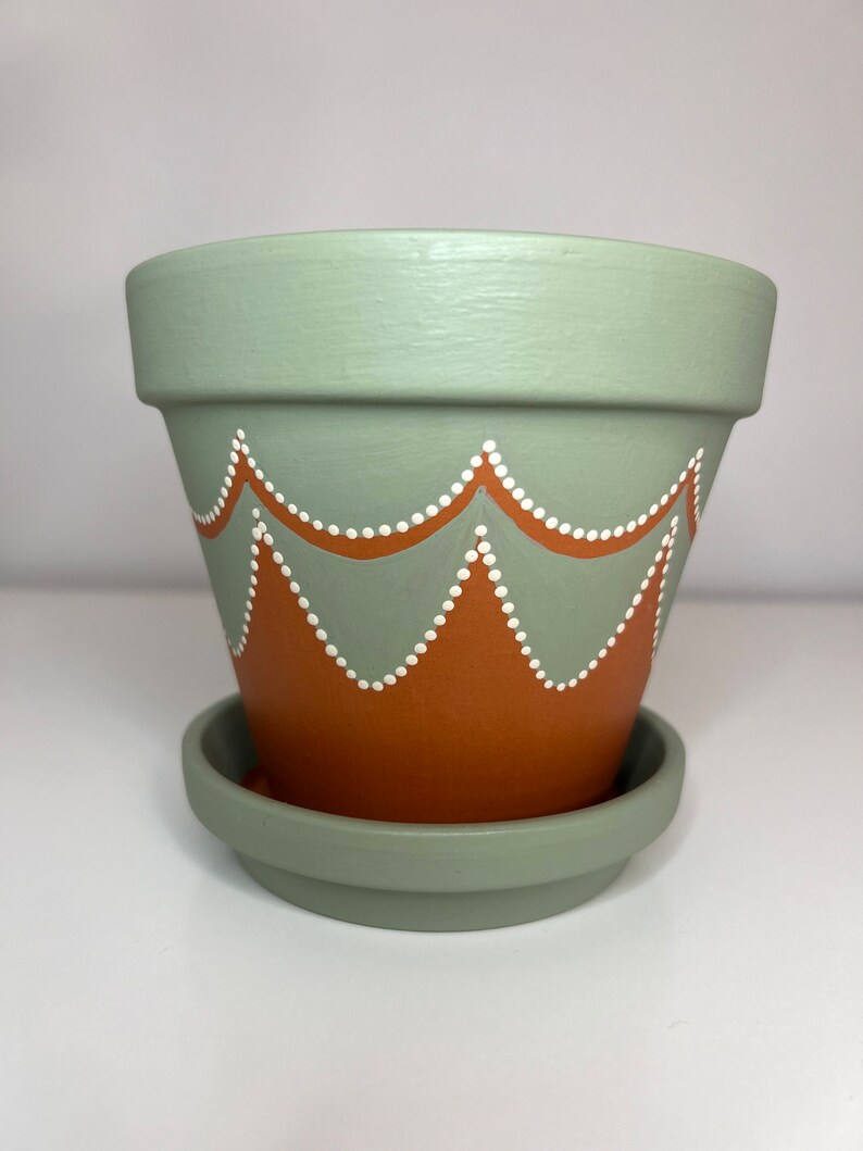 Double Scallop Edge Design Plant Pot With Matching Saucer in 5 ...