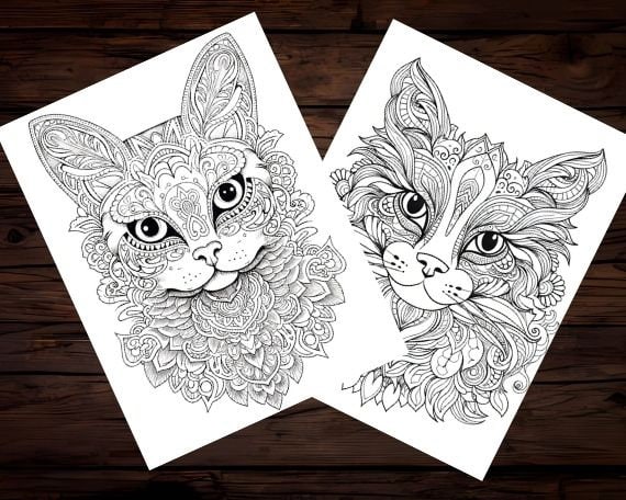 Feline | Cats Coloring Book for Adults | Relaxing Mindfulness Cats PDF ...
