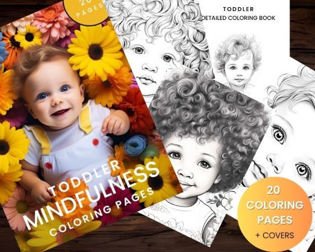 Baby Coloring Page Book | Adults Instant Download | Grayscale Coloring ...
