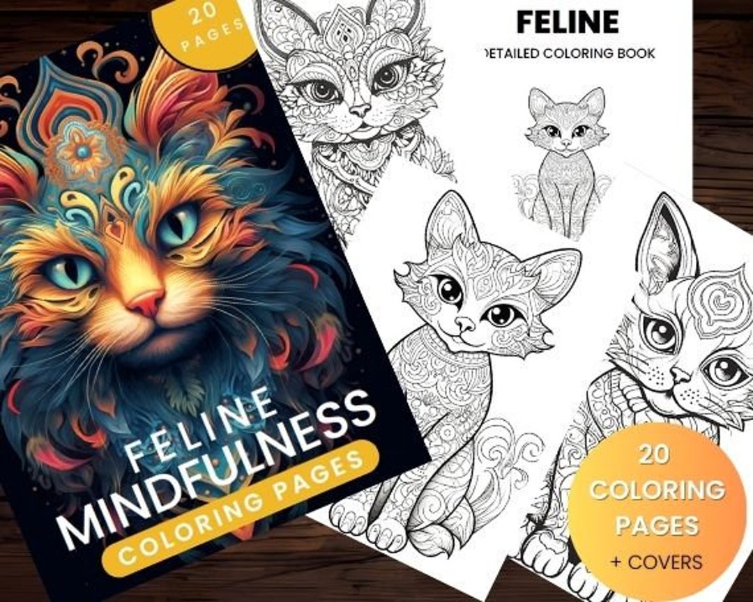 Feline | Cats Coloring Book for Adults | Relaxing Mindfulness Cats PDF ...